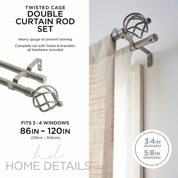 TWISTED CAGE DOUBLE CURTAIN ROD PAINTED SATIN | Gibbons