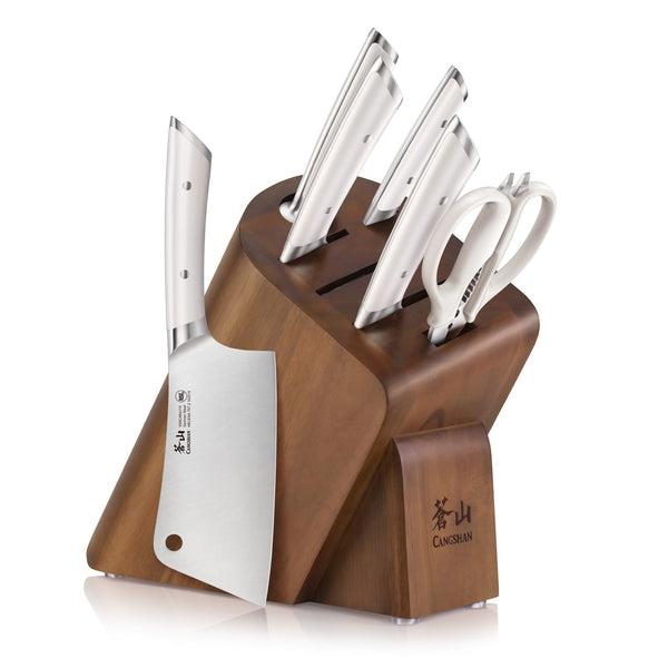HELENA 7-Piece Knife Block Set- cleaver WHITE | Gibbons