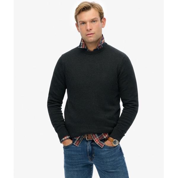 ESSENTIALS COTTON JUMPER CHARCOAL MARL | Gibbons