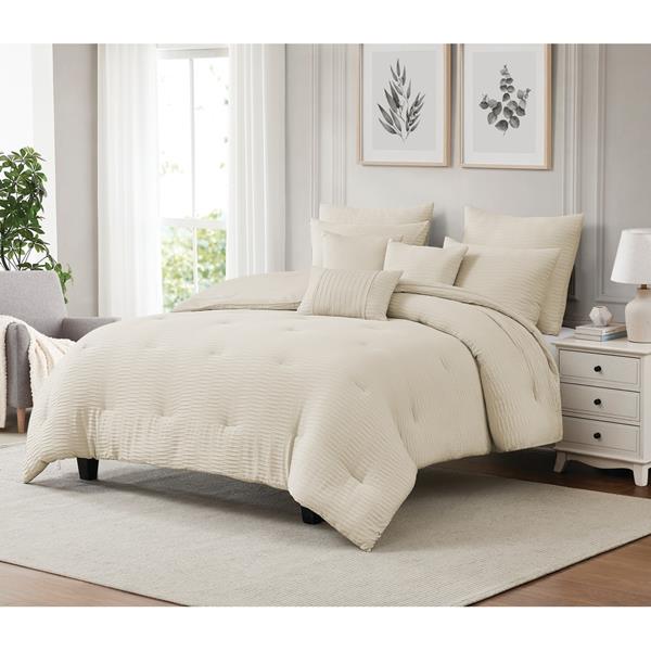 BRYCE 8PC WAFFLE COMF SET IVORY | Gibbons