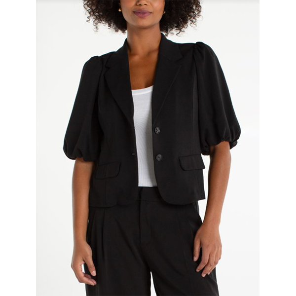 BALLOON SLEEVE BLAZER BLACK | Gibbons
