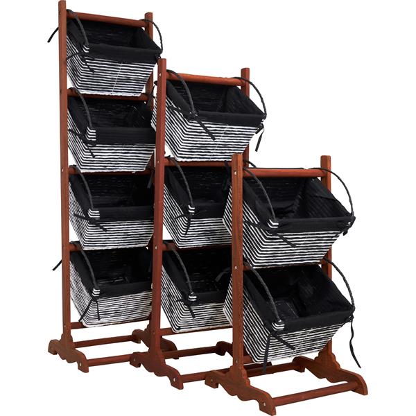 DARK WOODEN 2 TIER BASKET RACK CHARCOAL | Gibbons