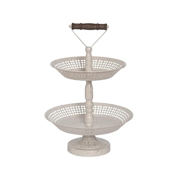 TRANSPAC - Metal 2 Tier Display Stand WHITE | Gibbons