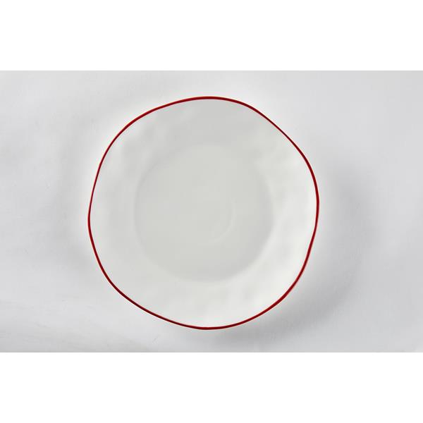 TABLEAU - Red Rim Dinner Plate WHITE | Gibbons