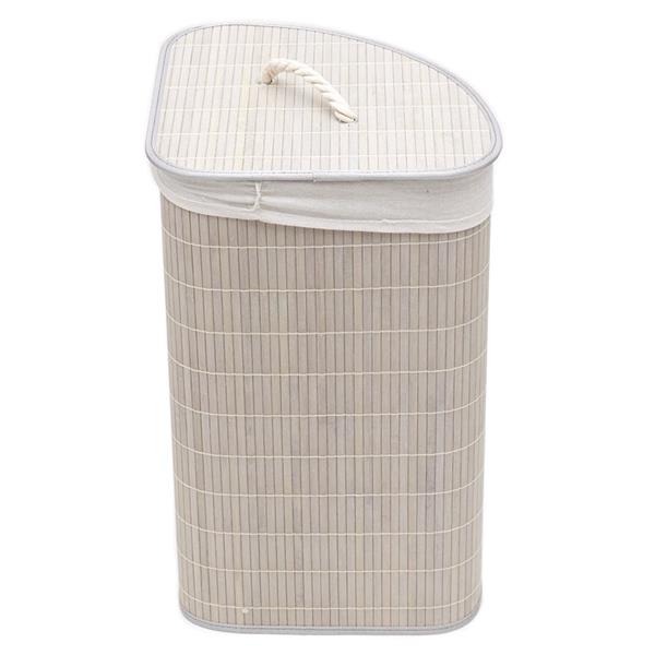 FOLDING BAMBOO HAMPER CORNER GREY | Gibbons