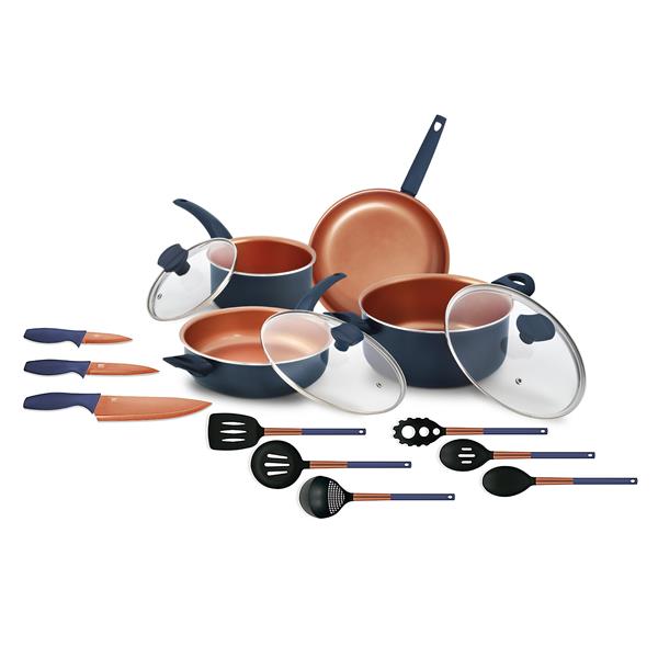 16PC IKO-COPPER COLLECTION W/UTENSILS- B BLUE | Gibbons