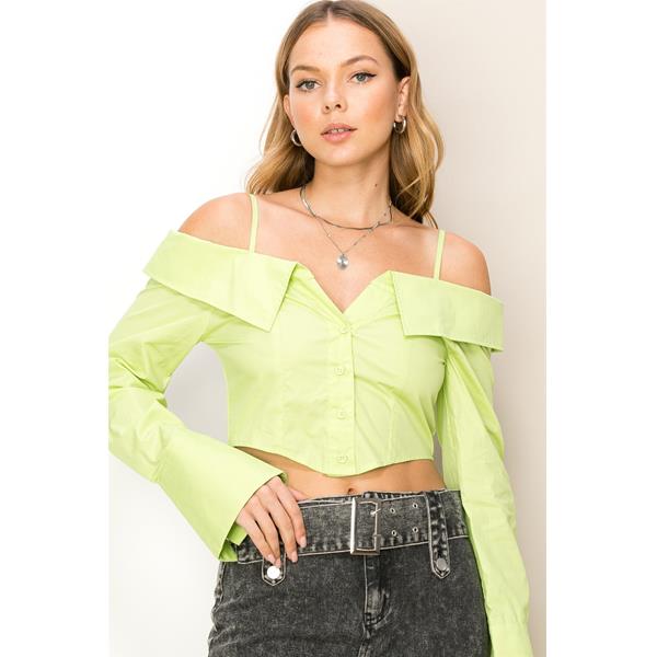 ENVELOPE COLLAR SHIRT CHARTREUSE | Gibbons