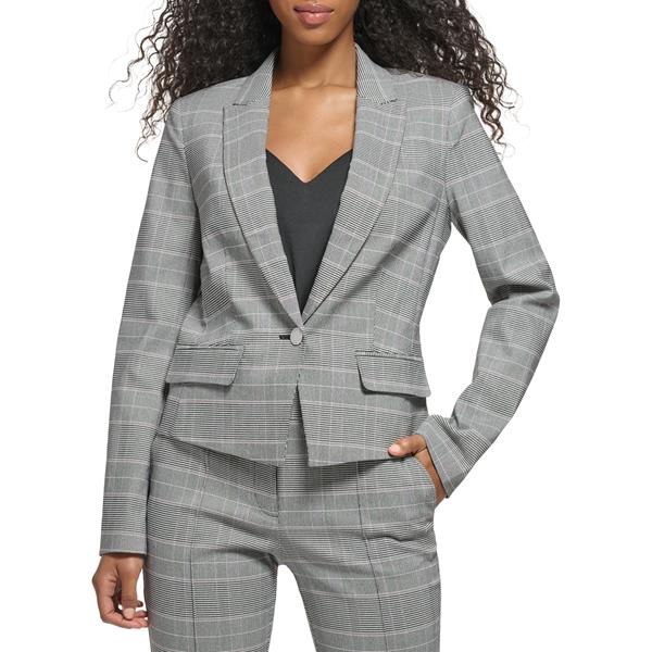 CALVIN KLEIN - Plaid Mill 1 Button Short Jacket LT PINK STRIPE | Gibbons