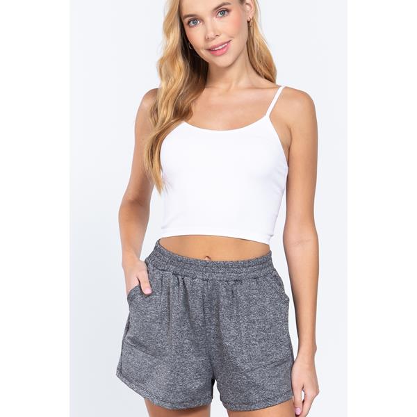TWO TONE WORKOUT SHORT PANTS BLACK MELANGE | Gibbons