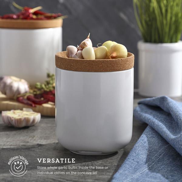 KAM-CERAMIC CORK GARLIC KEEPER WHITE | Gibbons