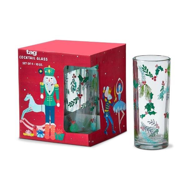 NUTCRACKER DRINKING GLASS SET 4 RED | Gibbons