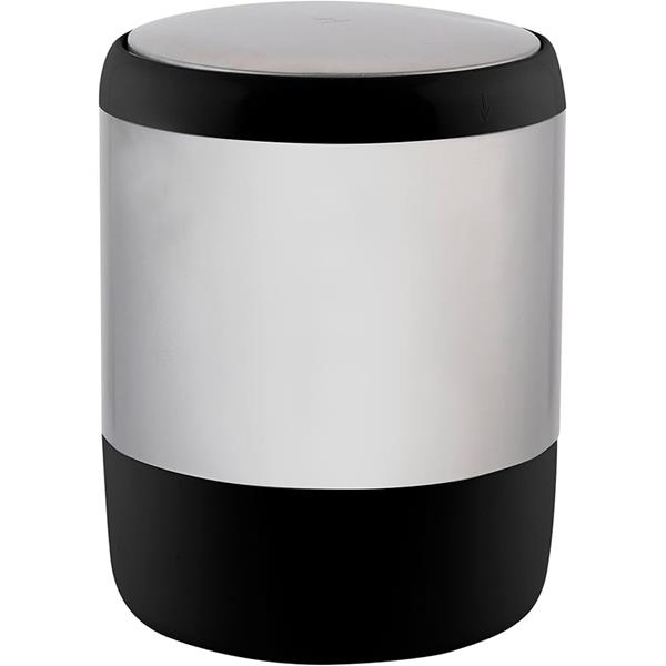 ROUND WASTE BASKET WITH FLIP LID BLACK BLACK | Gibbons