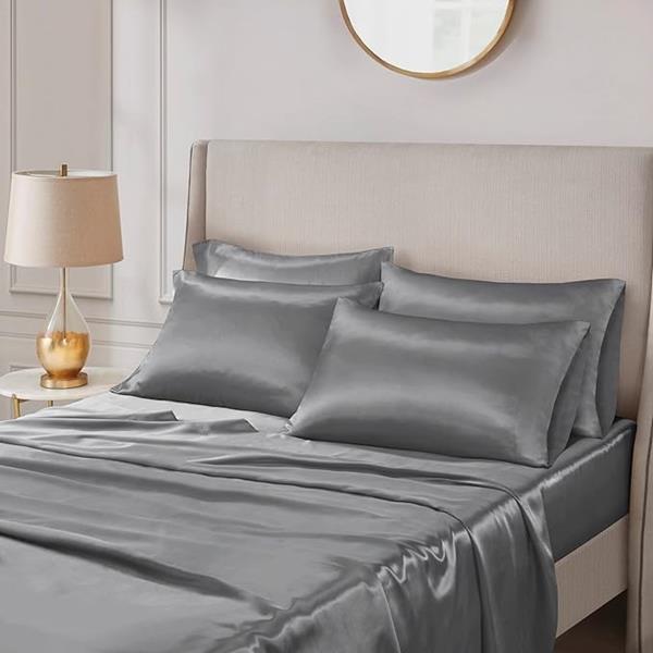 MADISON PARK SATIN 6PC SHEET SET GREY | Gibbons