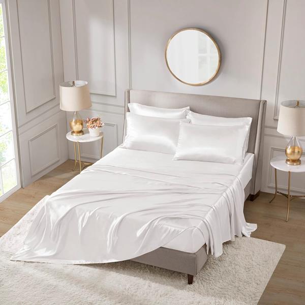 MADISON PARK SATIN 6PC SHEET SET WHITE | Gibbons