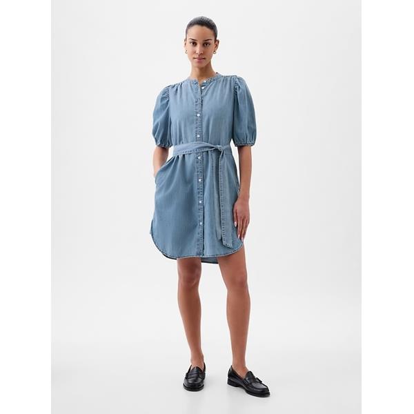 SS PUFF SLV SHIRTDRESS - LT KENRICK DENI LIGHT WASH INDIGO 118 | Gibbons