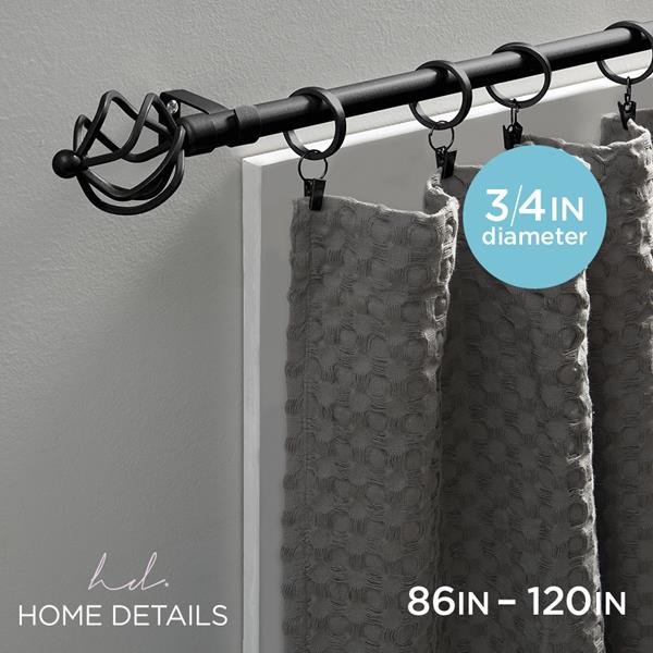 TWISTED CAGE SINGLE CURTAIN ROD PAINTED BLACK | Gibbons