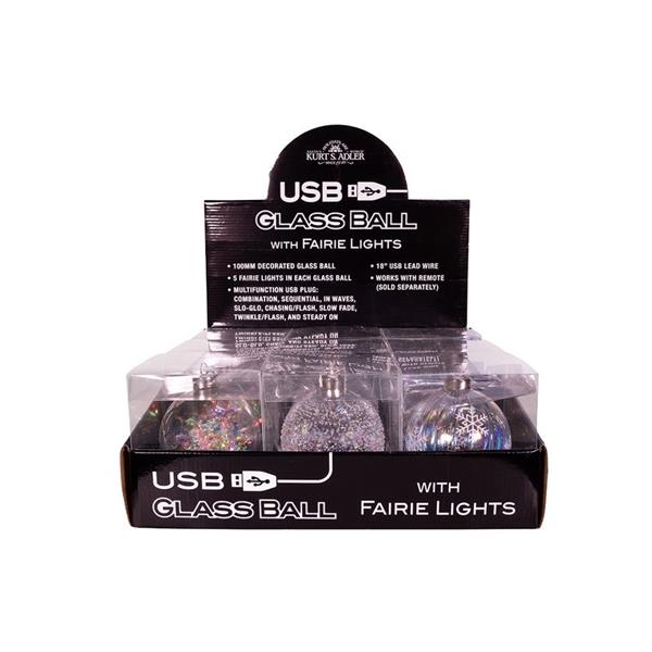 4IN USB LED CLR/IR BALL ORN 3/A IRIDESCENT | Gibbons