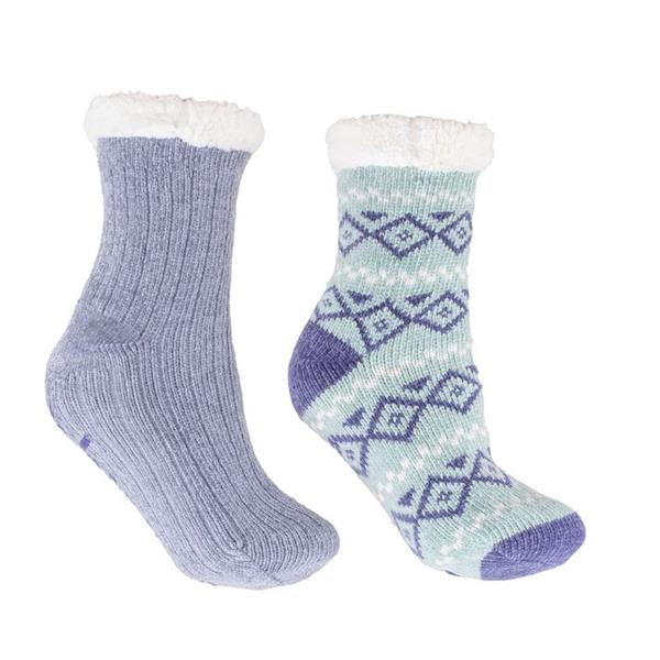 S/2 VELVET ROSE SLIPPER SOCKS SAGE | Gibbons