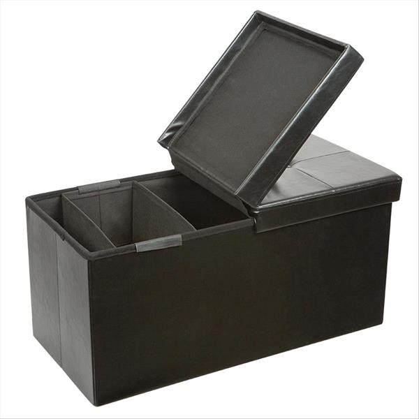DOUBLE FOLDING STORAGE OTTOMAN LIFT TOP BLACK | Gibbons