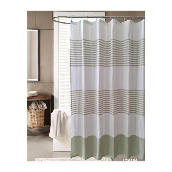 COLLIN COTTON SHOWER CURTAIN SAGE SAGE | Gibbons