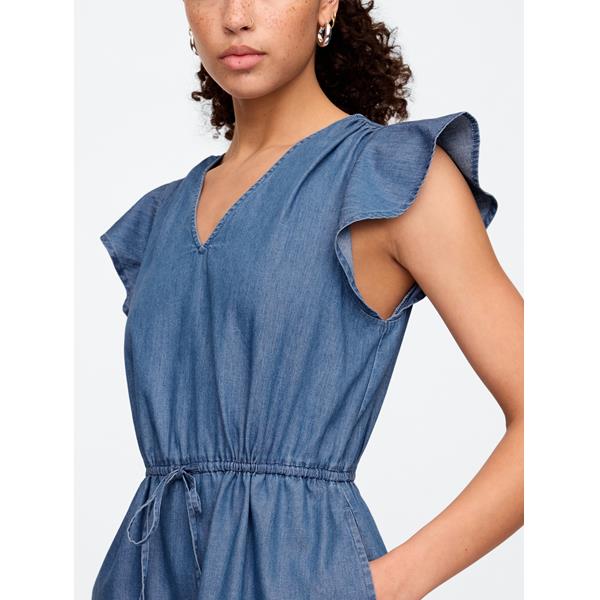 V-DENIM OPP SS TIE WAIST MINI - FAST MEDIUM INDIGO 15 | Gibbons