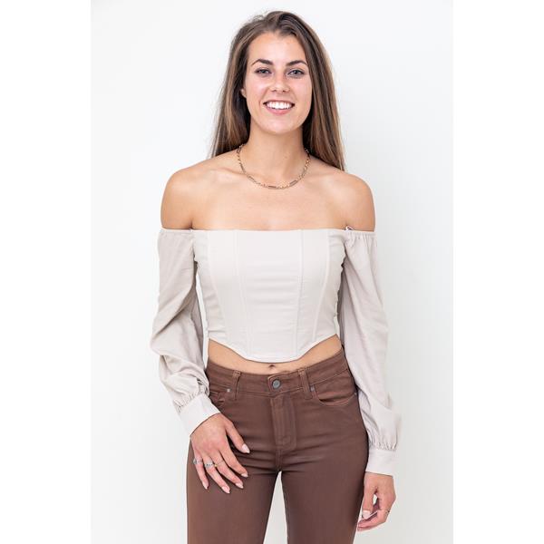 Off Shoulder Ls Corset Top Cream South Moon Under