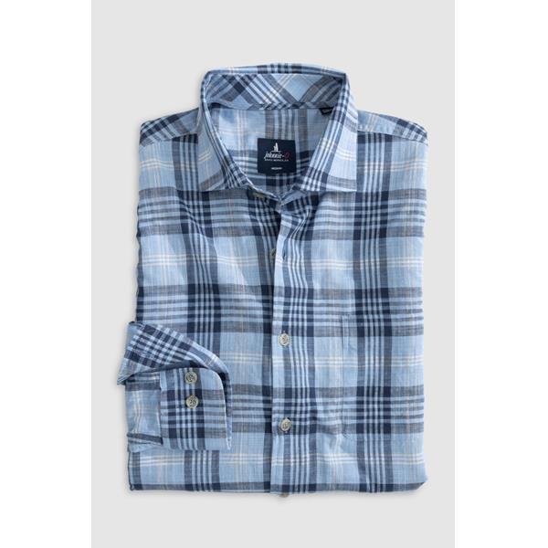 MICKE FRENCH PLACKET PLAID WOVEN LAGUNA BLUE | South Moon Under