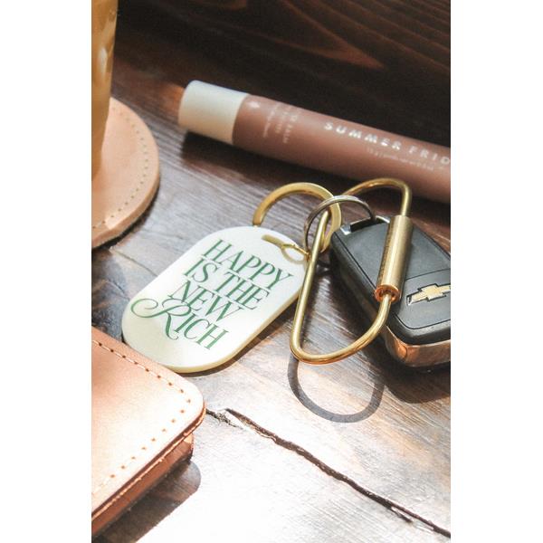 HAPPY IS THE NEW RICH KEYCHAIN white | South Moon Under