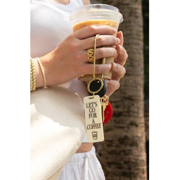 LETS GO FOR A COFFEE KEYCHAIN white | South Moon Under
